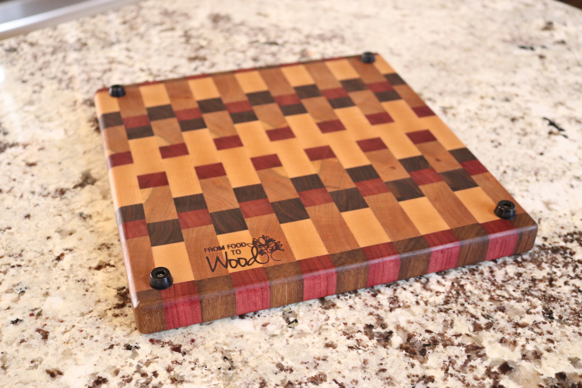 Purpleheart End Grain Cutting Board with Feet
